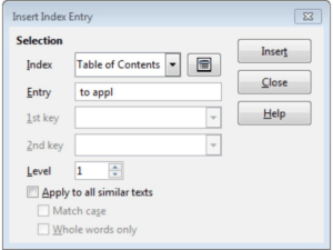 Advanced Word Processing – Index Entry