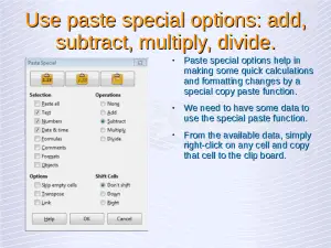 Advanced Spreadsheets – Paste Special