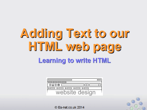 Adding Text to our HTML page