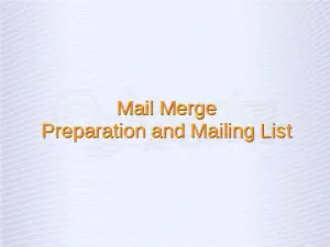 Mail Merge – Preparation