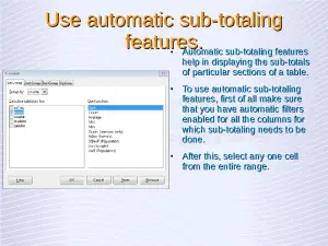Advanced Spreadsheets – Sub-totaling