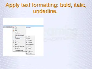 Word Processing – Formatting Text