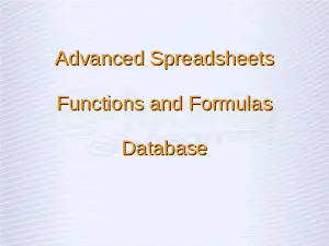 Advanced Spreadsheets – Database Functions