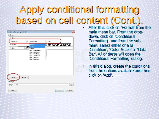 Advanced Spreadsheets – Conditional Formatting Advanced Spreadsheets – Conditional Formatting