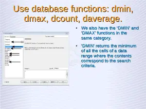Advanced Spreadsheets – Database Functions