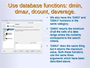 Advanced Spreadsheets – Database Functions