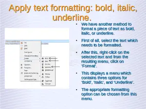 Word Processing – Formatting Text