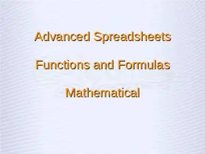 Advanced Spreadsheets – Mathematical Functions