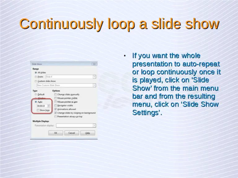 Advanced Presentations – Slide Show Settings