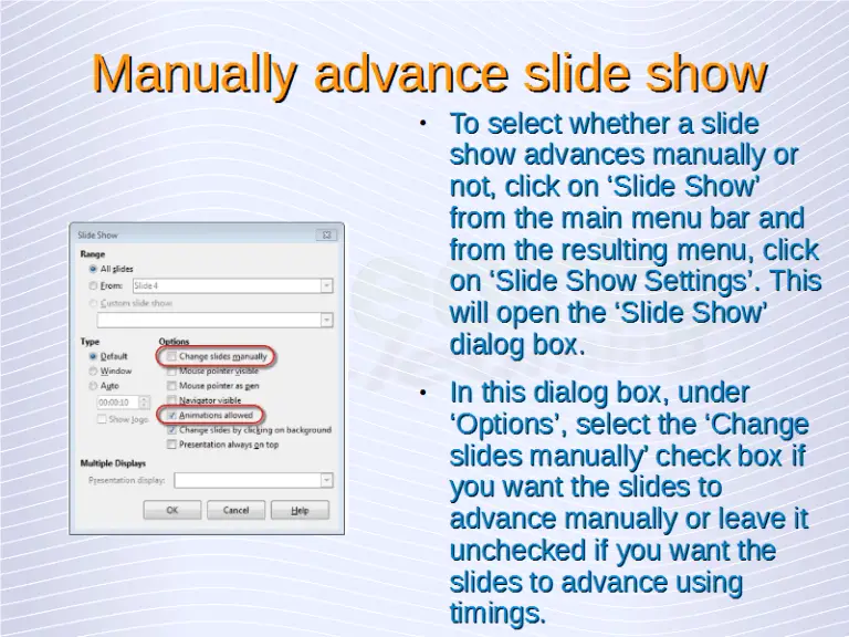 Advanced Presentations – Slide Show Settings