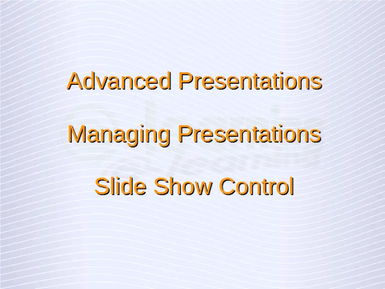 Advanced Presentations – Slide Show Control