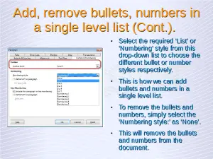 Word Processing – Formatting Bullets and Numbers